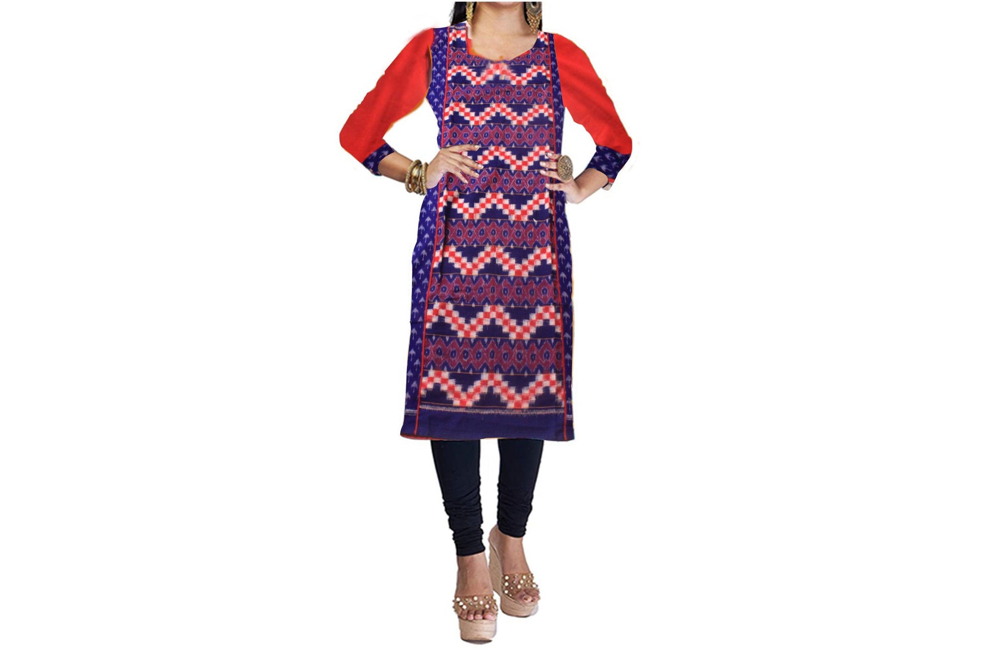 Purple and red color Sambalpuri designer dress.