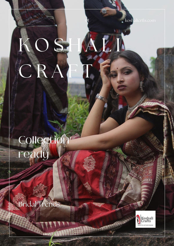 Yellow and maroon mix Sambalpuri pata saree with pasapali, and bomkei print in body | Koshali ...