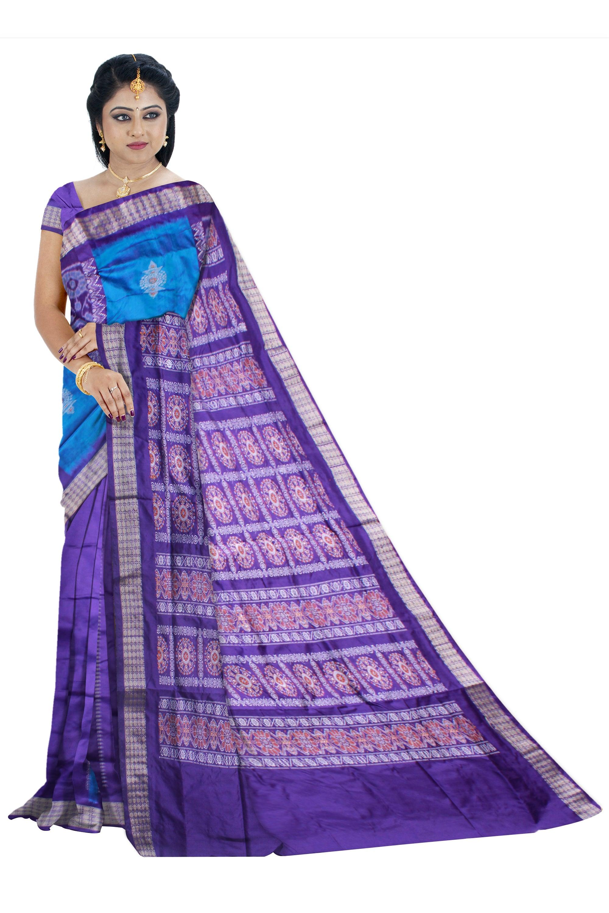 Latest Patli Pata saree in sky and purple color.