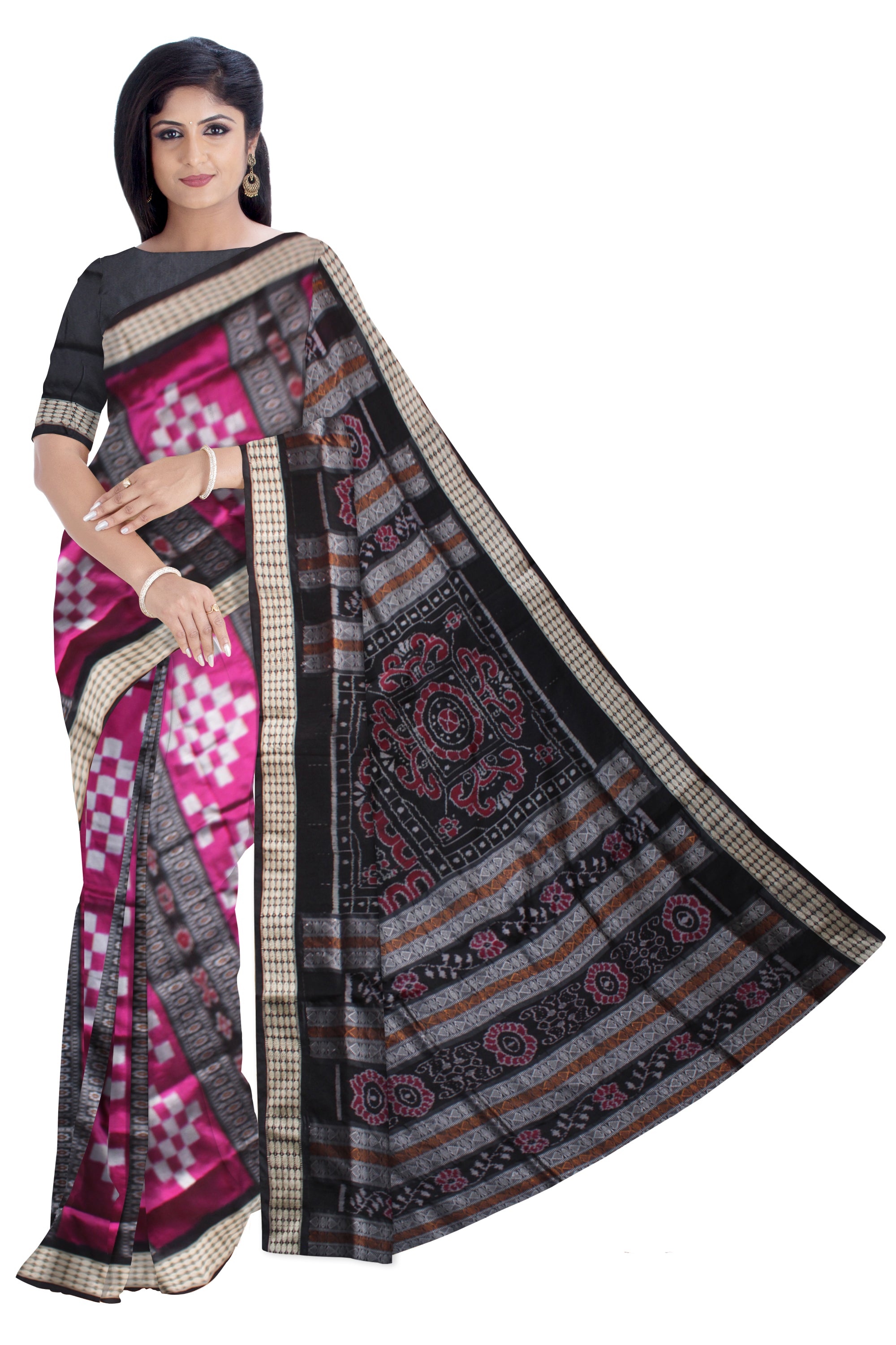 Pasapali design pata saree with rudraksha border.