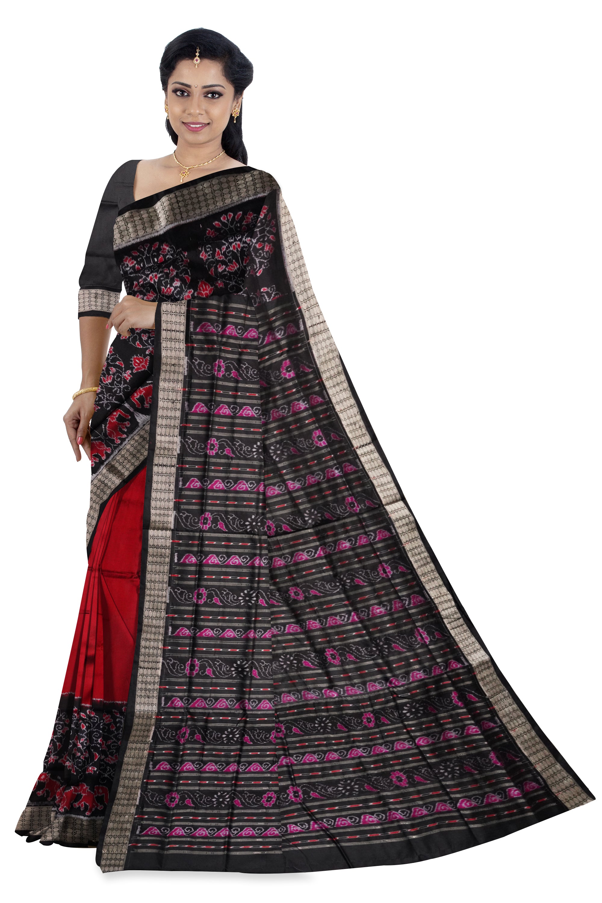 Latest traditional tree with elephant design pata saree.