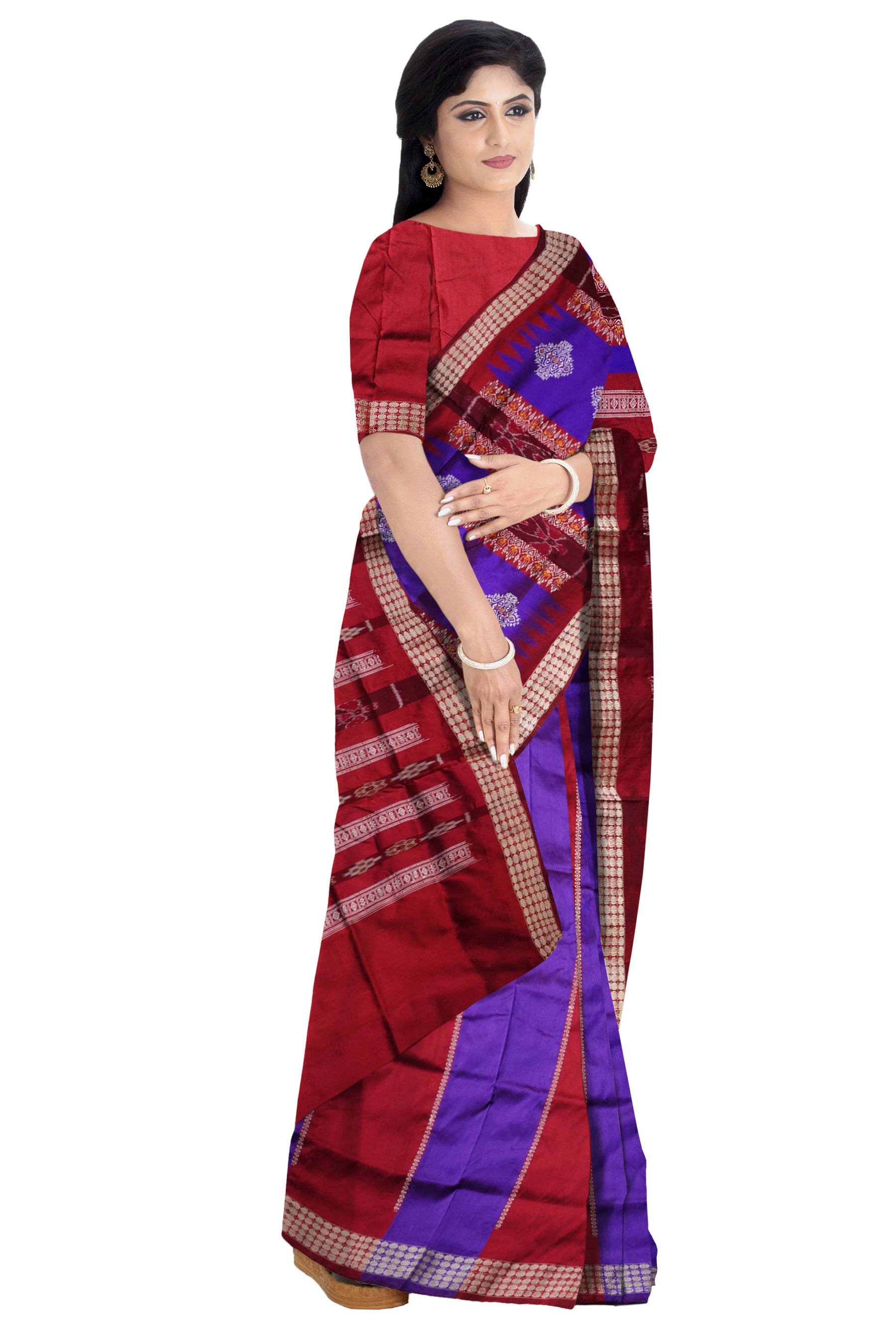 Purple & Maroon color patli design pata saree.