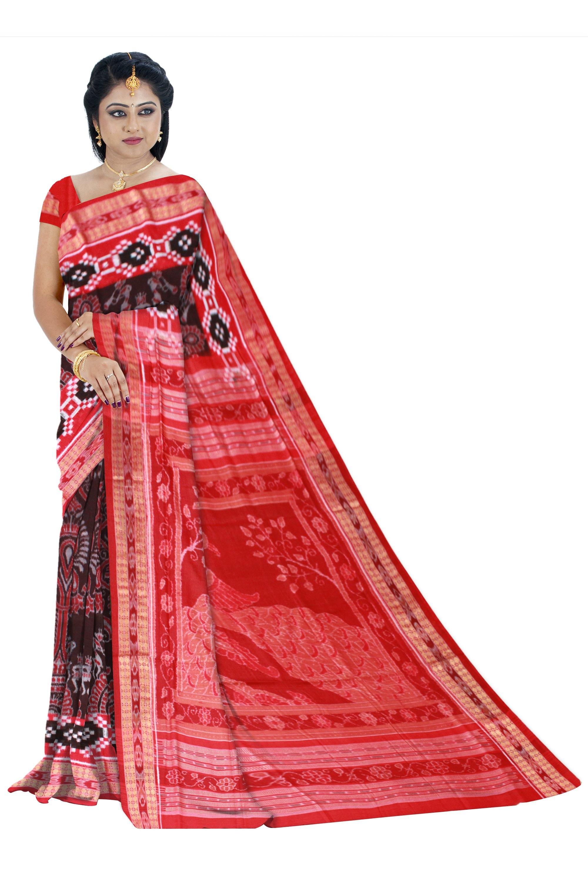 A Very Beautiful Sambalpuri Bandha pattern saree in Anchi (Dark Brown)